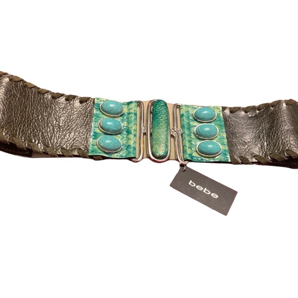bebe | Accessories | Nwt Bebe Genuine Leather Brown Belt With Turquoise ...